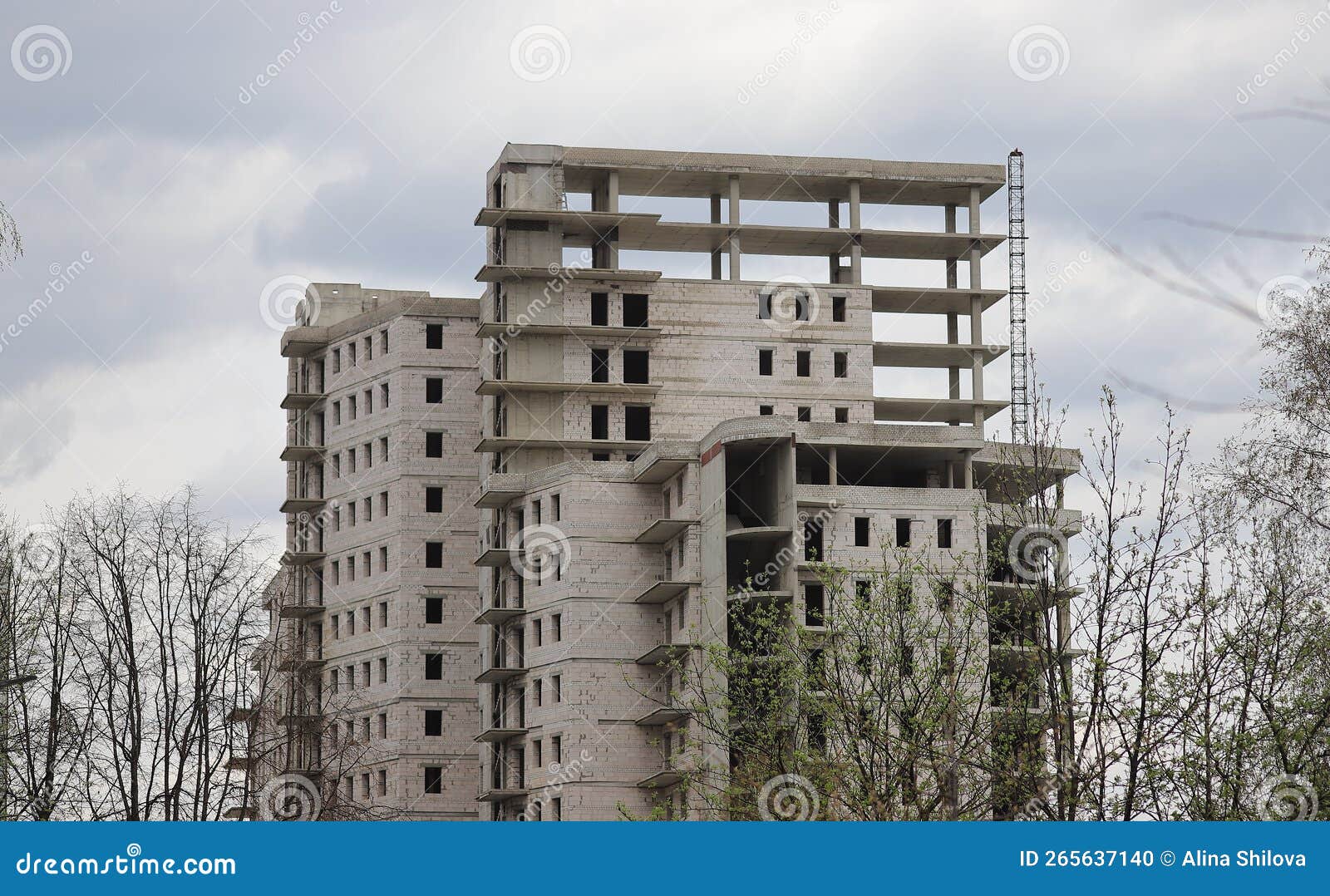 Multi-storey Monolithic Building Under Construction. Unfinished ...