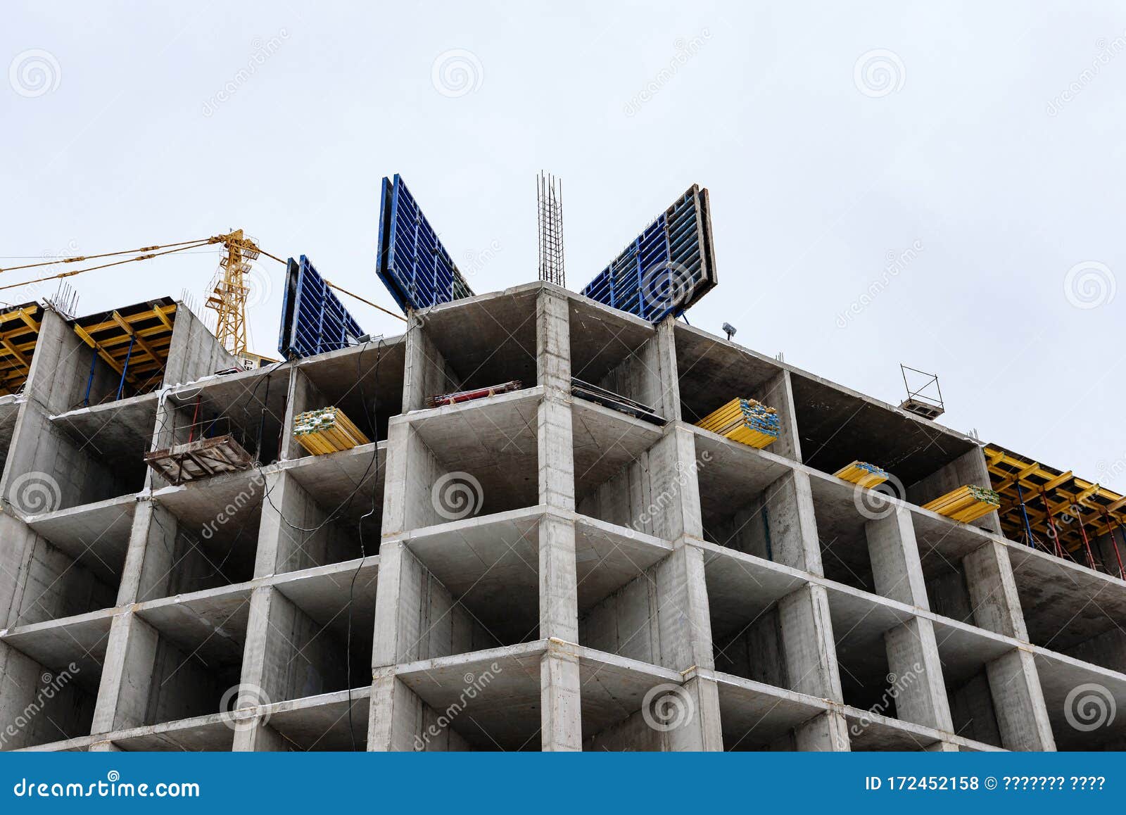A Multi-storey Monolithic Concrete Building Under Construction. Stock ...
