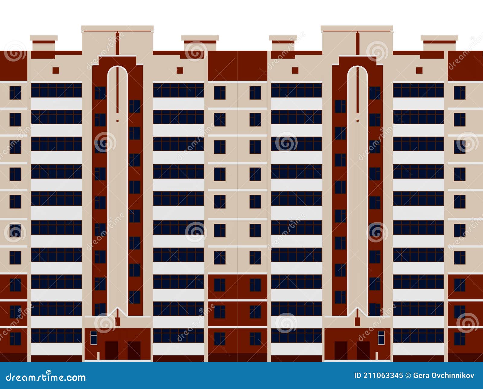 Multi-storey Residential Building. Front View Stock Vector ...
