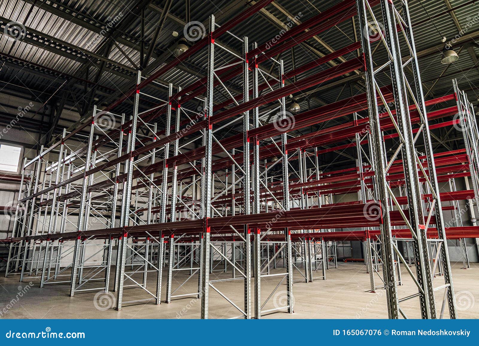 Multi-story Shelving in Industrial Warehouse Building Stock Photo ...