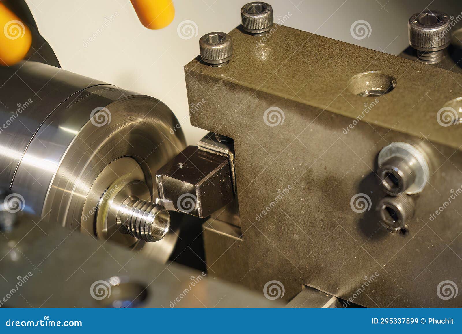 The Multi-tasking CNC Lathe Machine Swiss Type Thread Cutting the Metal ...