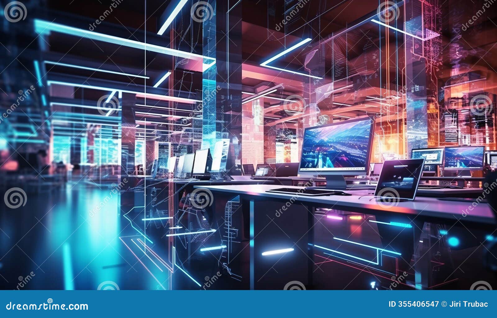 Multi-tasking Computer Programmers Working in a Modern Office Stock ...