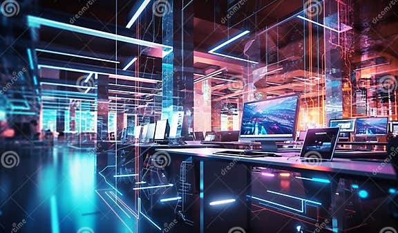 Multi-tasking Computer Programmers Working in a Modern Office Stock ...