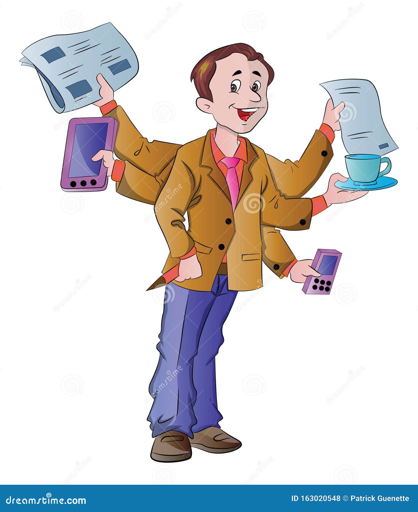 Multi-tasking Dad, Illustration Stock Vector - Illustration of male ...