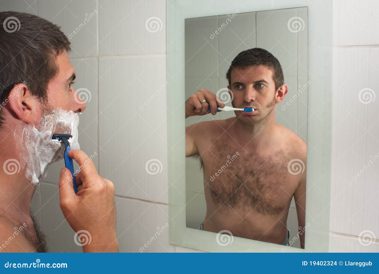 Multi-tasking male stock photo. Image of tasking, bathroom - 19402324