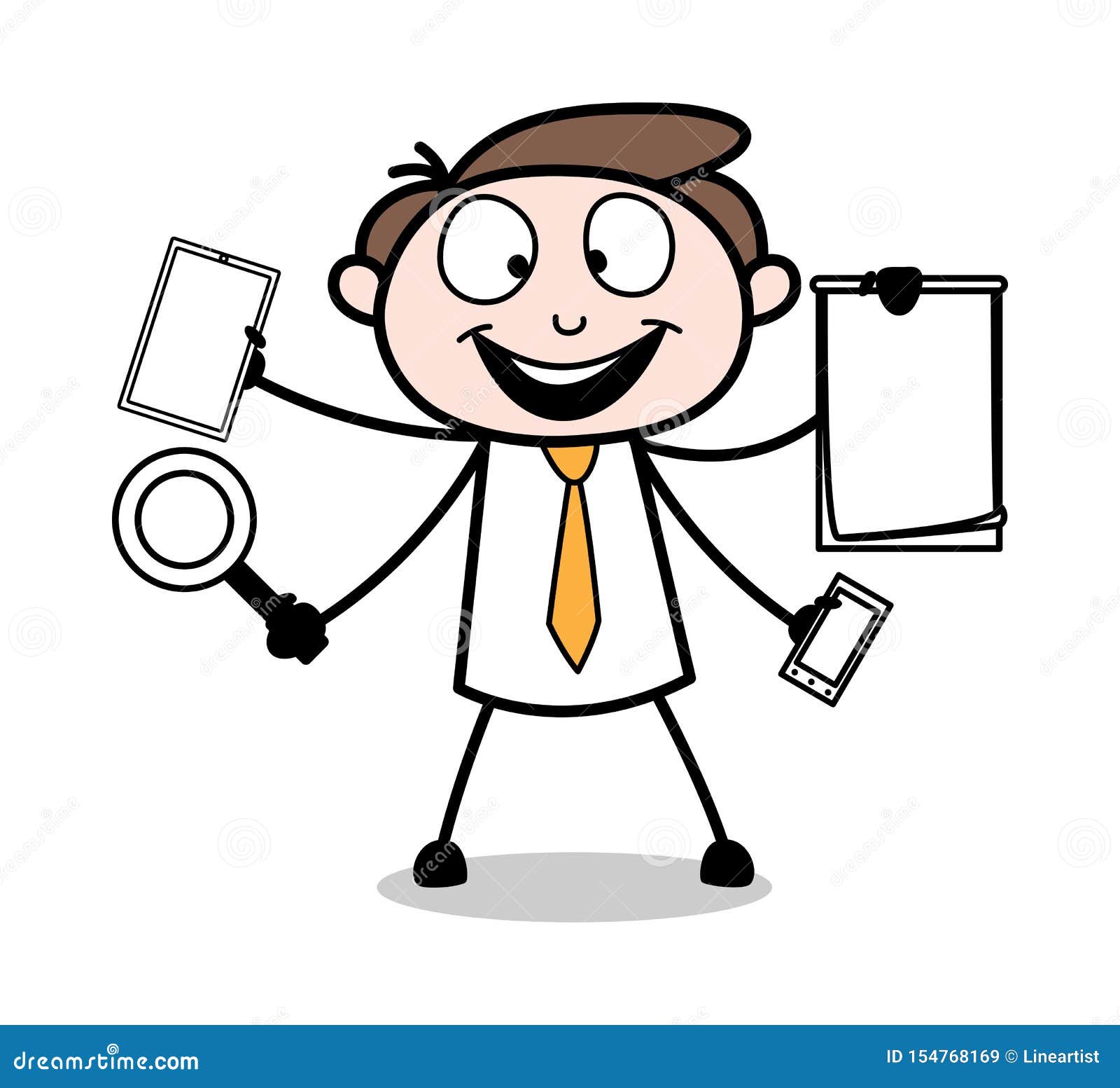 Multi Tasking - Office Businessman Employee Cartoon Vector Illustration ... Multi Tasking - Office Businessman Employee Cartoon Vector Illustration ...