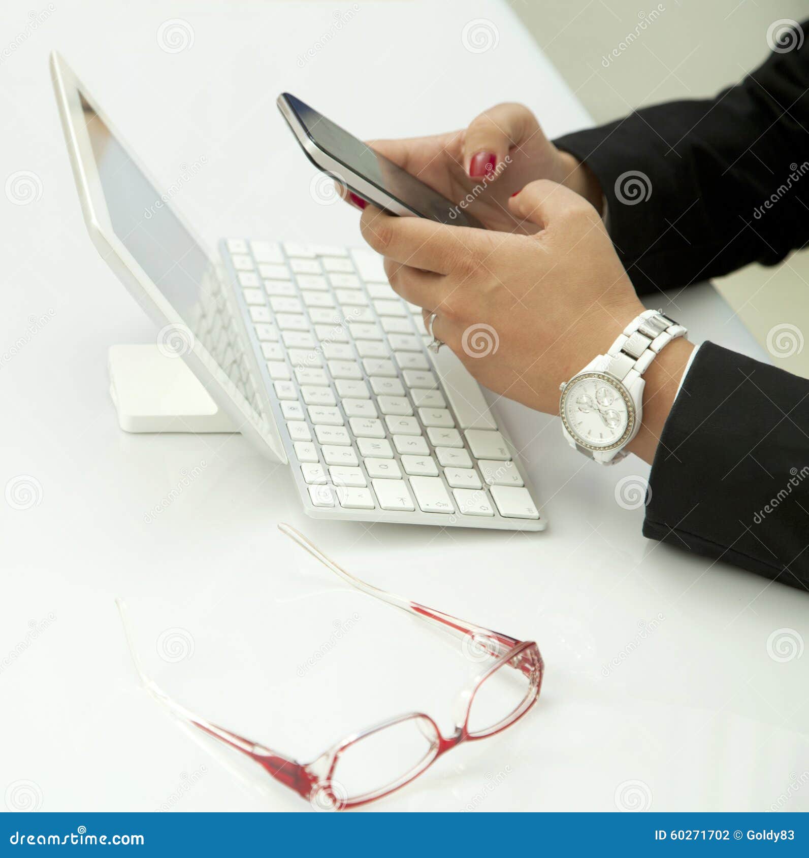 Multi-Tasking in the Office Stock Photo - Image of press, background ...
