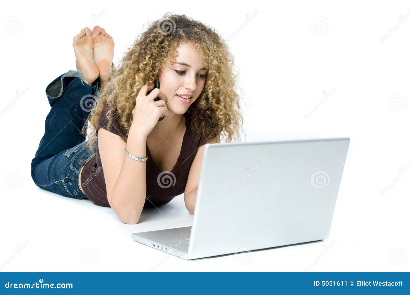 Multi-tasking on the Phone and Computer Stock Image - Image of multi ...