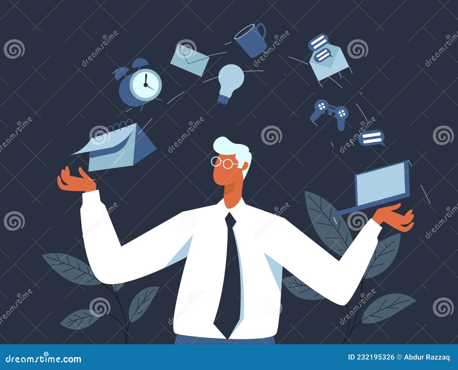 Multi Tasking Worker Illustration Concept Stock Illustration ...
