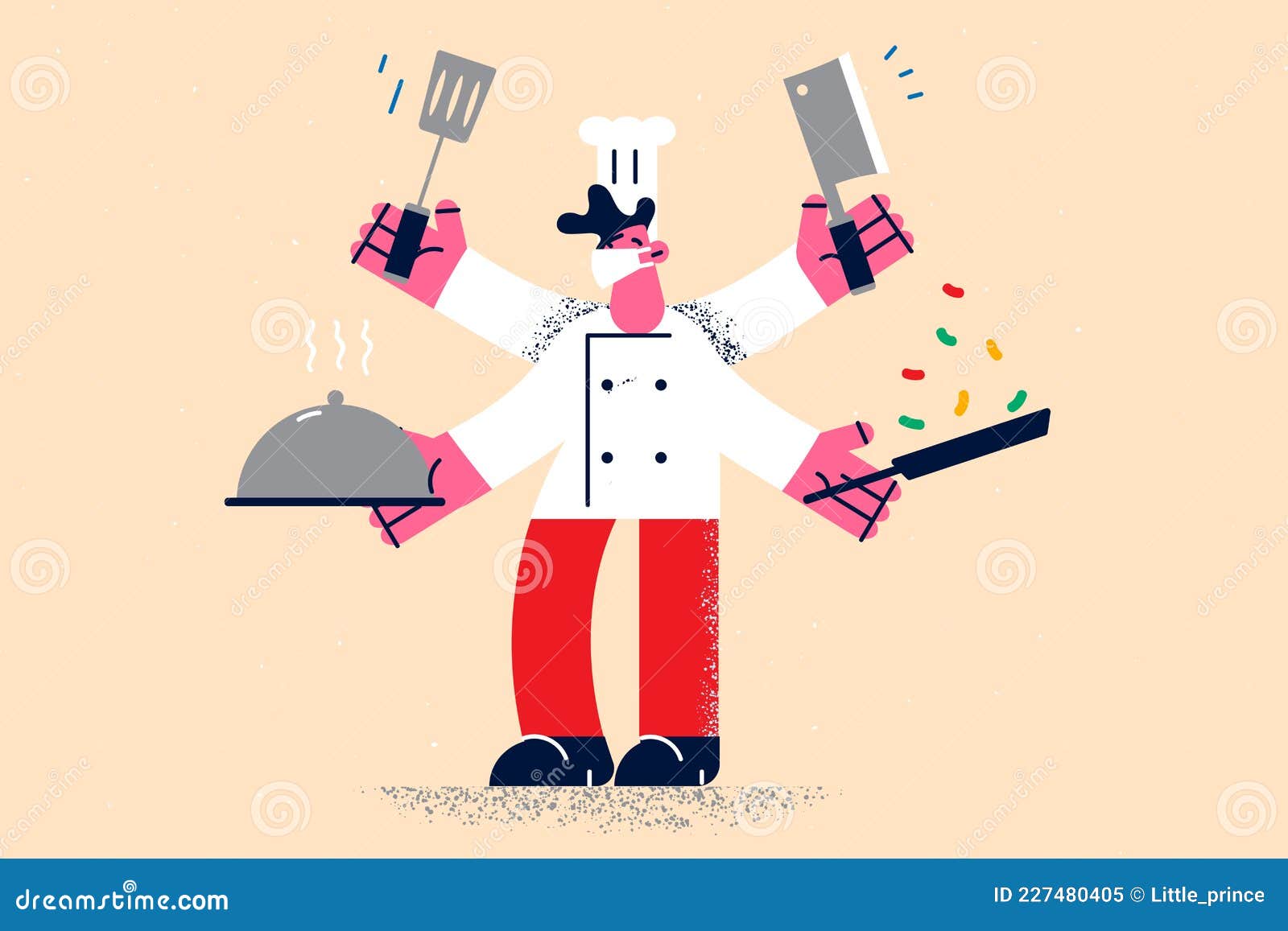 Multi Tasking and Working As Chef Concept Stock Illustration ...