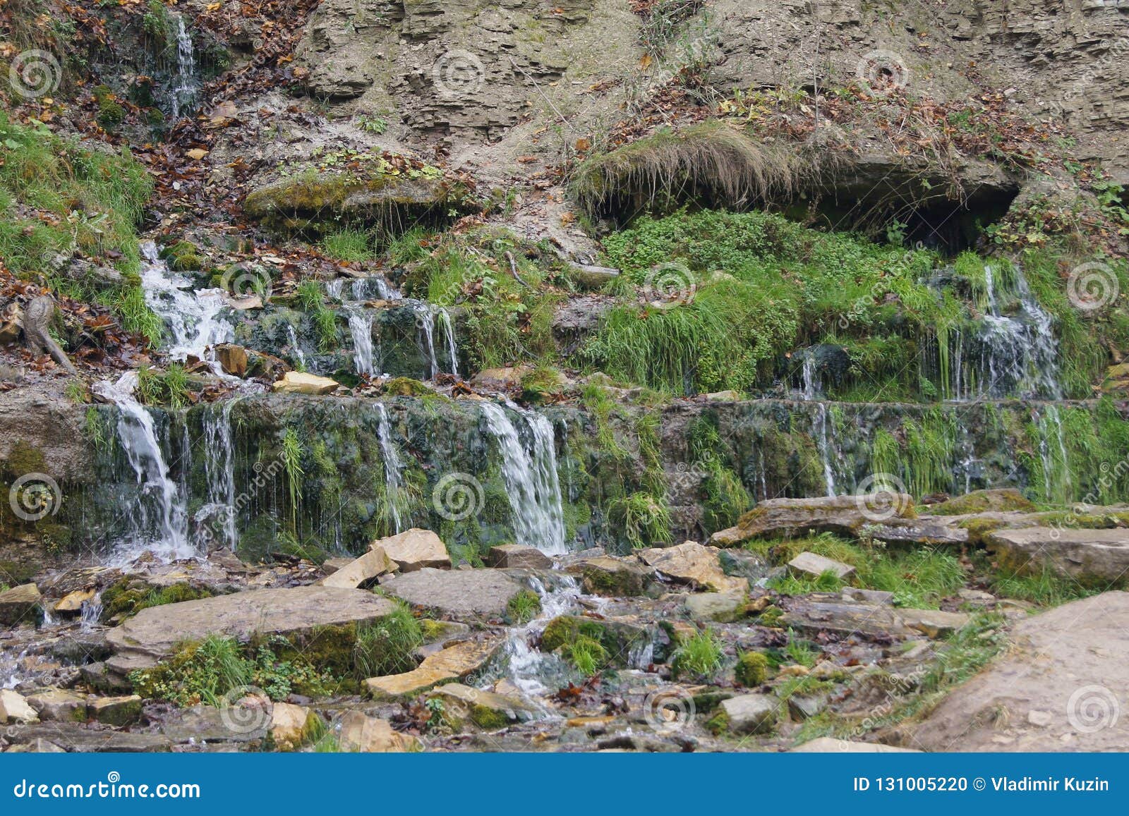 Multi-tiered Cascade of Clean Cold Transparent Mountain Stream on the ...