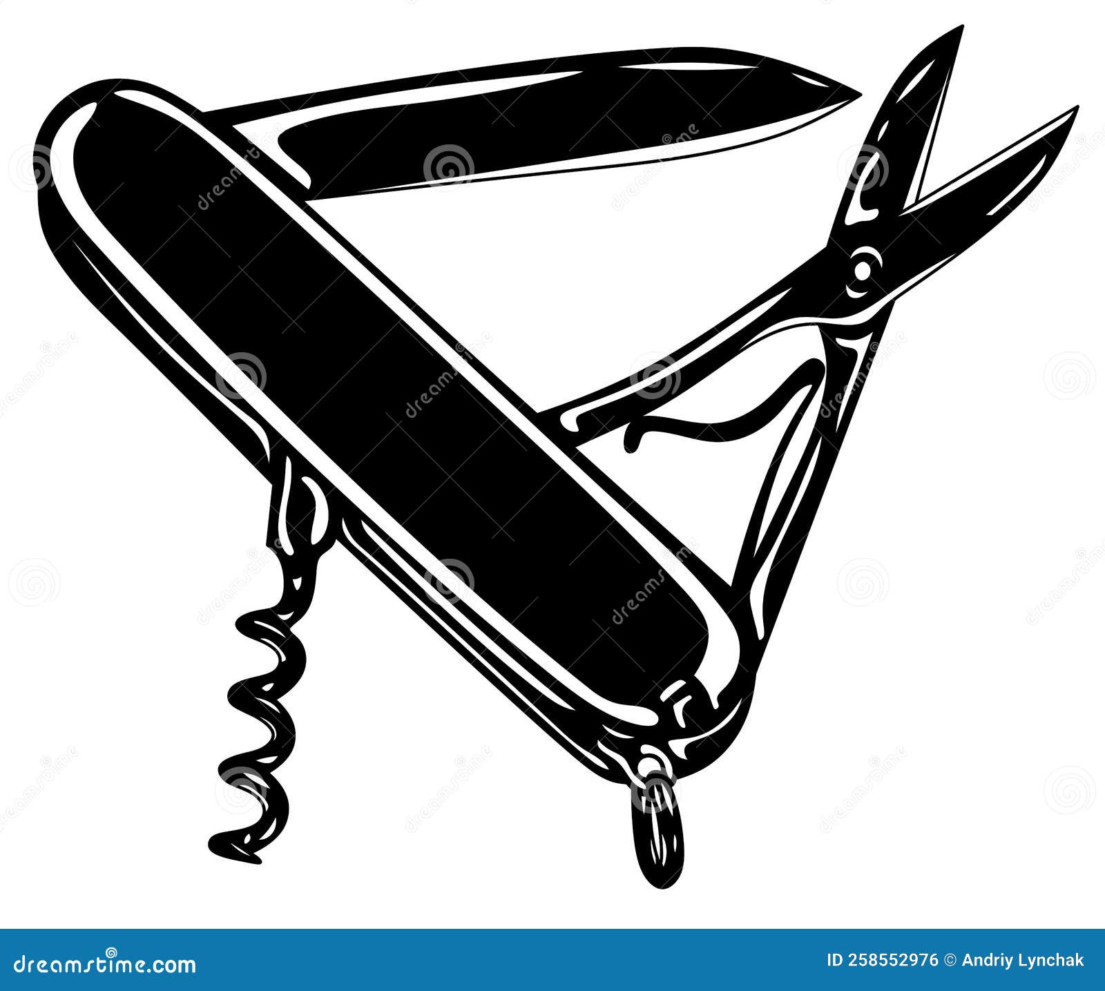Multi Tool. Isolated Illustration of a Folding Knife with Scissors ...