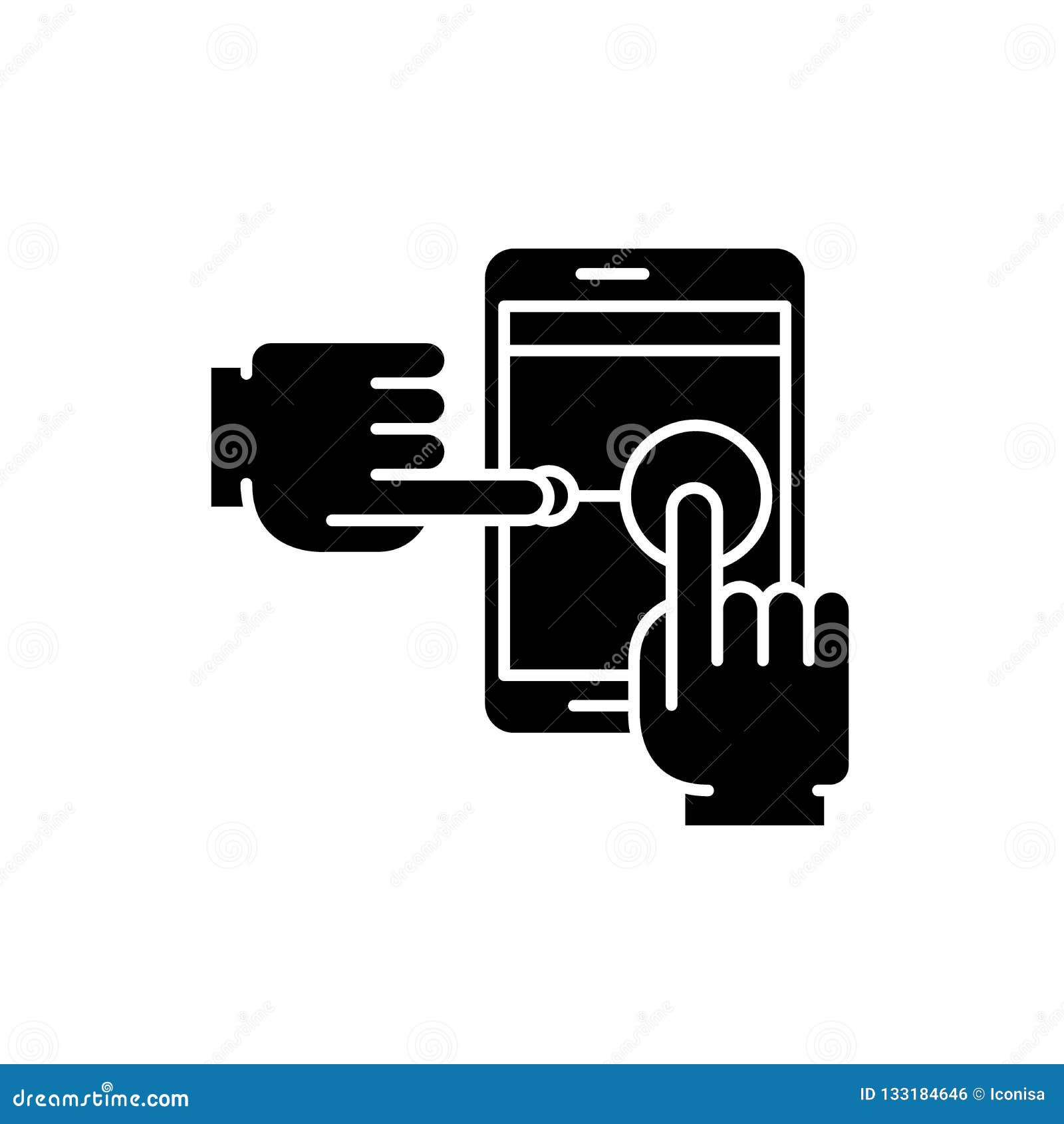 Multi Touch Black Icon, Vector Sign on Isolated Background. Multi Touch ...