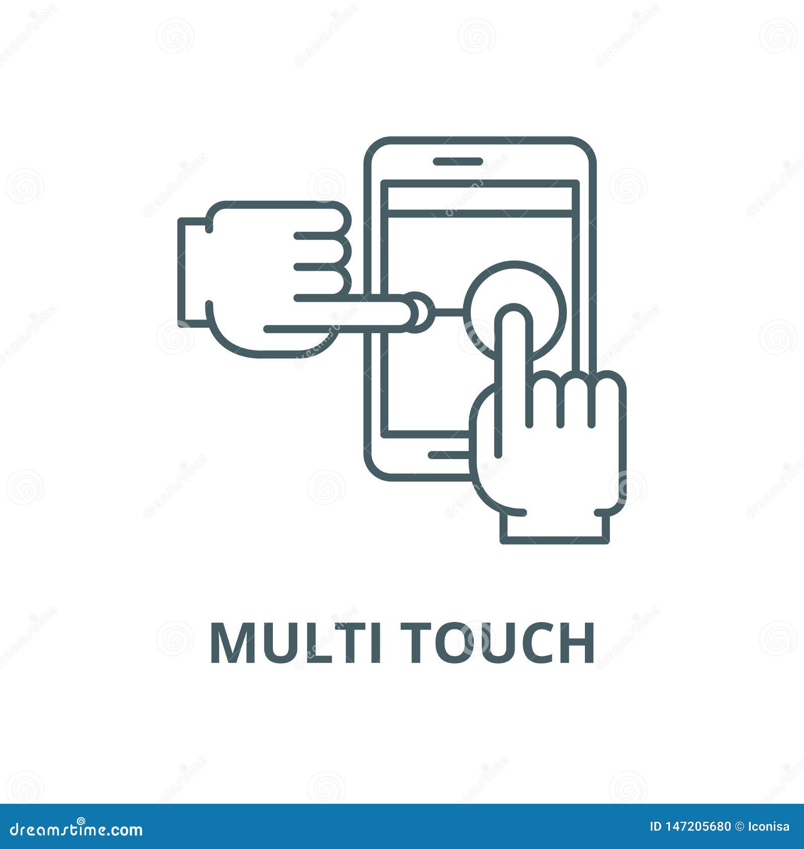 Multi Touch Vector Line Icon, Linear Concept, Outline Sign, Symbol ...