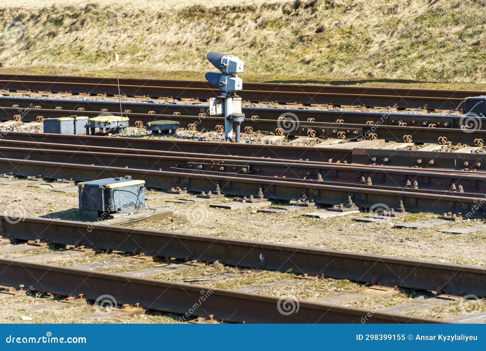 Multi-track Railway Line Near the Loading Station. View of the Railway ...