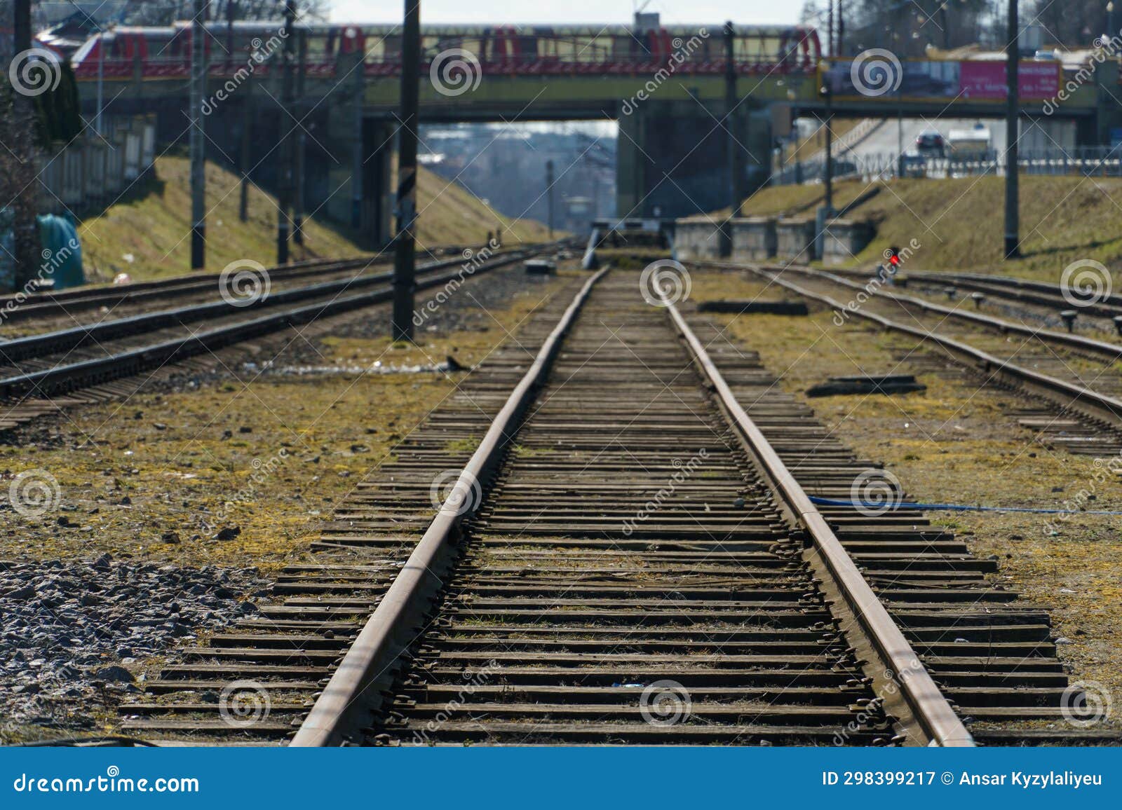 Multi-track Railway Line Near the Loading Station. View of the Railway ...