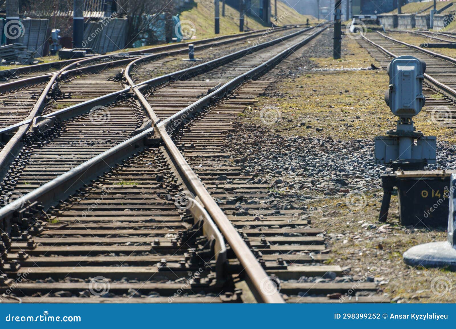 Multi-track Railway Line Near the Loading Station. View of the Railway ...