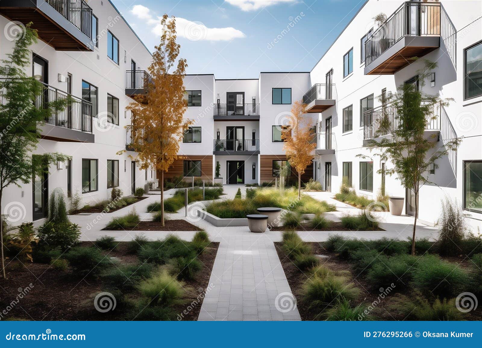 Multi-unit Modern Apartment Complex with Clean White Exterior. AI ...