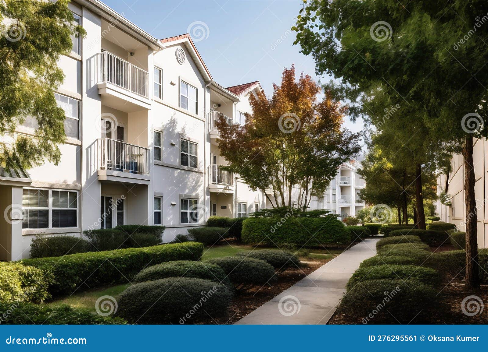 Multi-unit Modern Apartment Complex with Clean White Exterior. AI ...