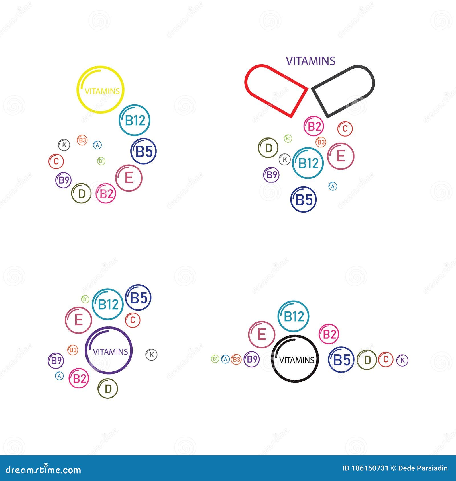 Vitamins stock vector. Illustration of antioxidant, alternative - 186150731