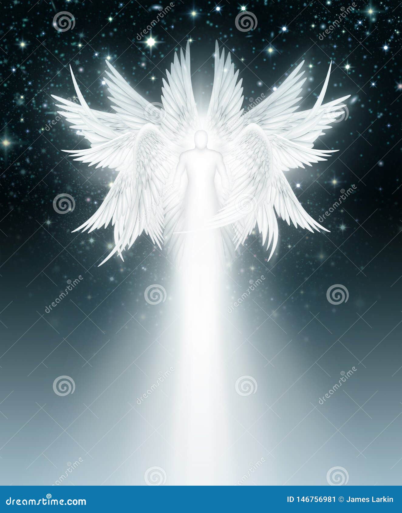 Multi Winged Angel in the Night Sky Stock Illustration - Illustration ...