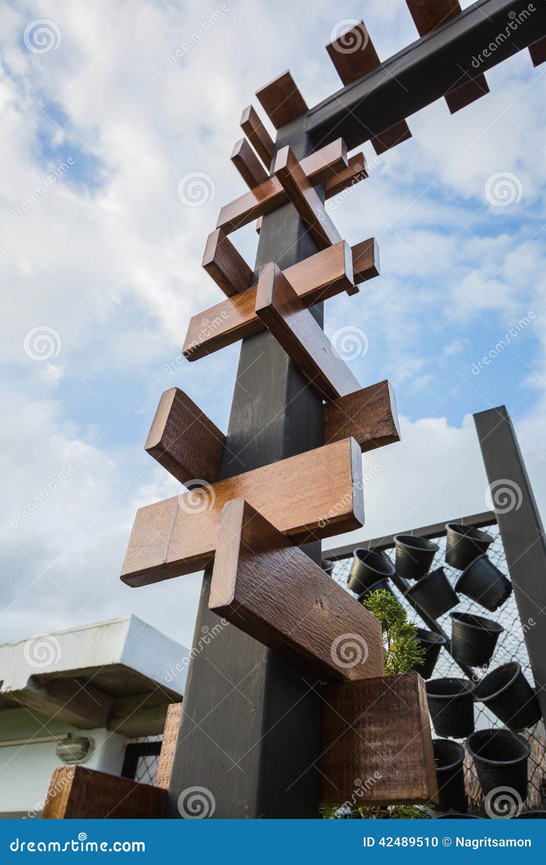 Multi Wooden Signs on a Wooden Pole Stock Photo - Image of billboard ...