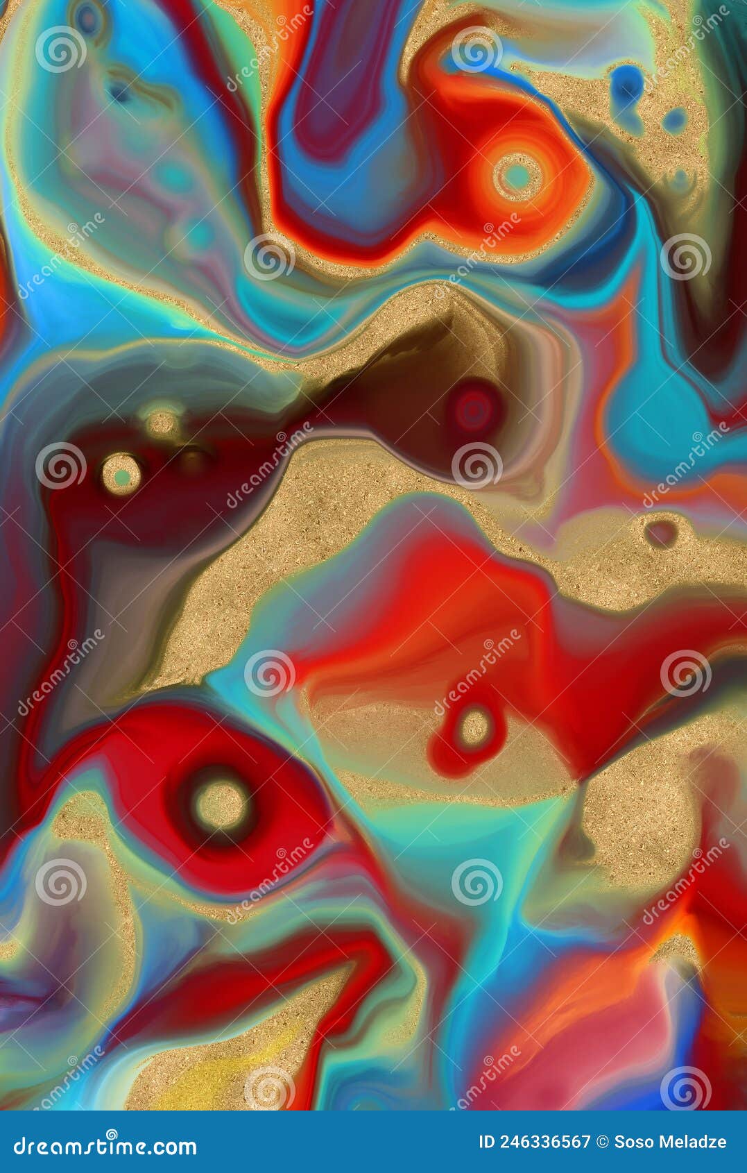 Multicolor Abstract, Acrylic Pour Fluid Art Background. 3d Illustration ...