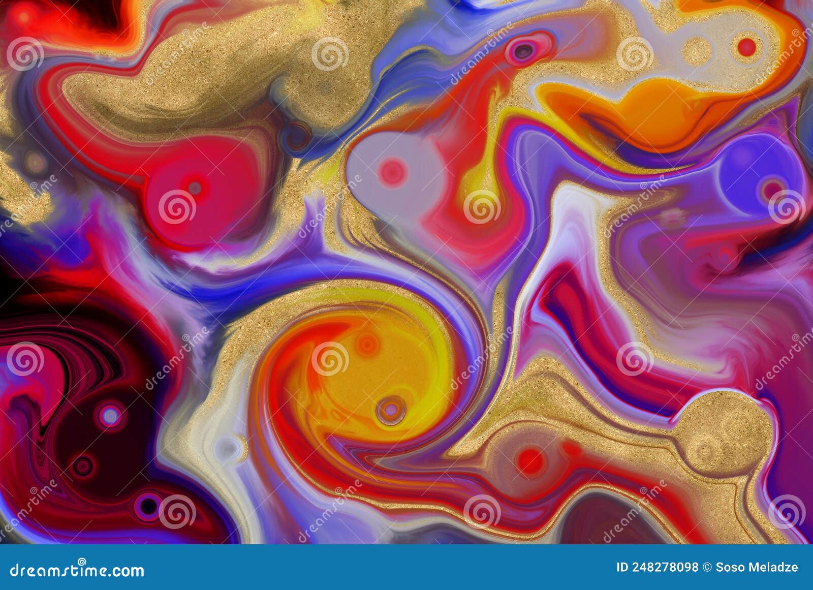 Multicolor Abstract, Acrylic Pour Fluid Art Background. 3d Illustration ...
