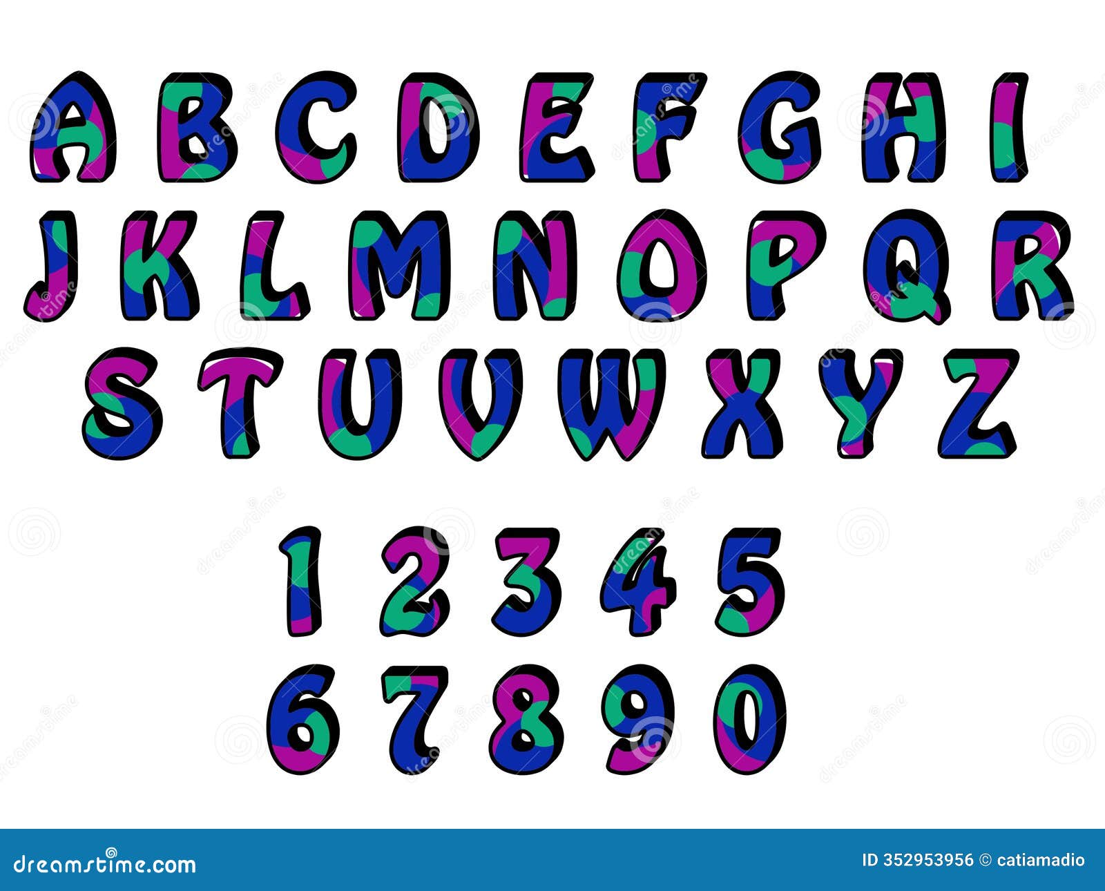 Multicolor Alphabet Letters and Numbers Isolated Over White Stock ...