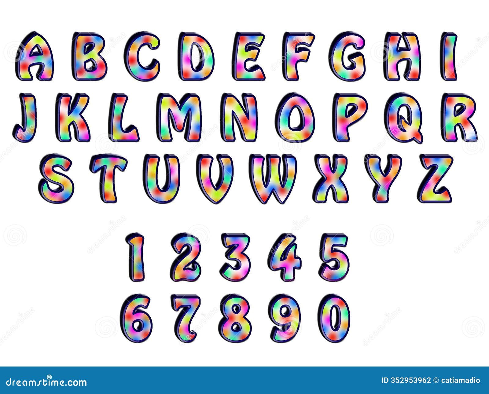 Multicolor Alphabet Letters and Numbers Isolated Over White Stock ...