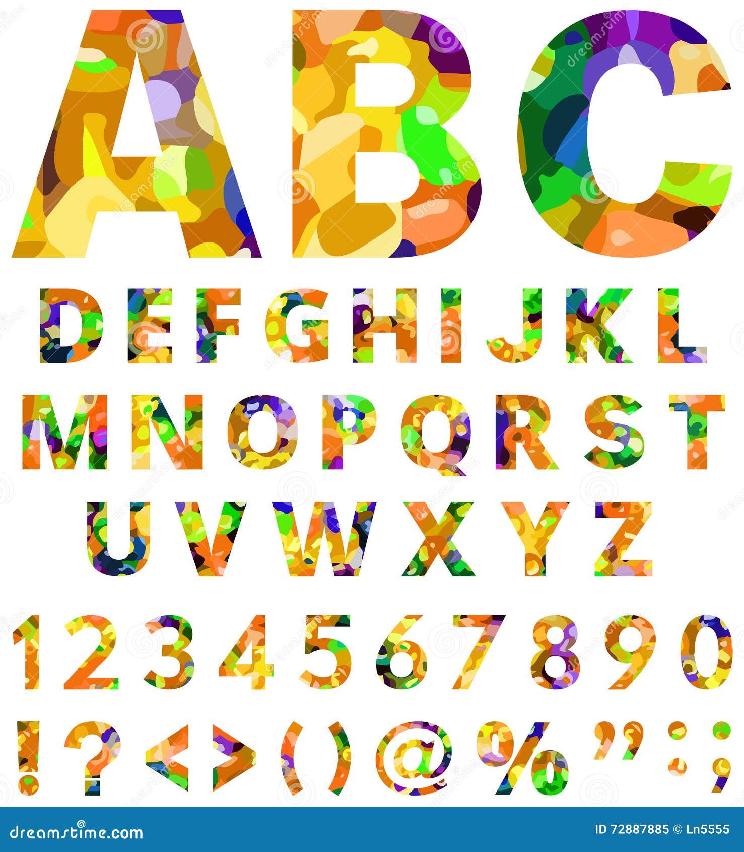Multicolor alphabet stock vector. Illustration of abstract - 72887885