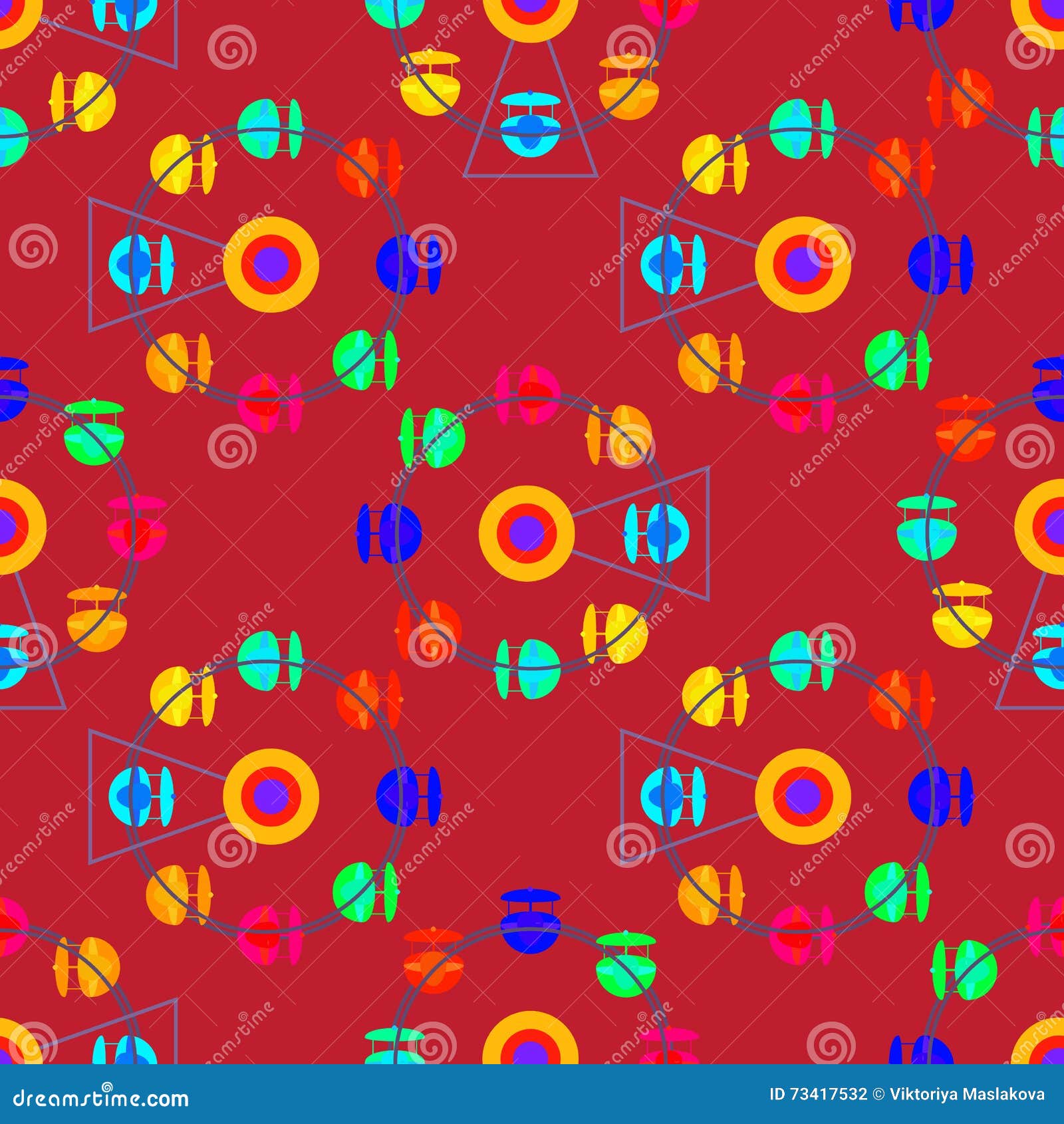Multicolor Attraction Ferris Wheel Seamless Pattern Stock Vector ...