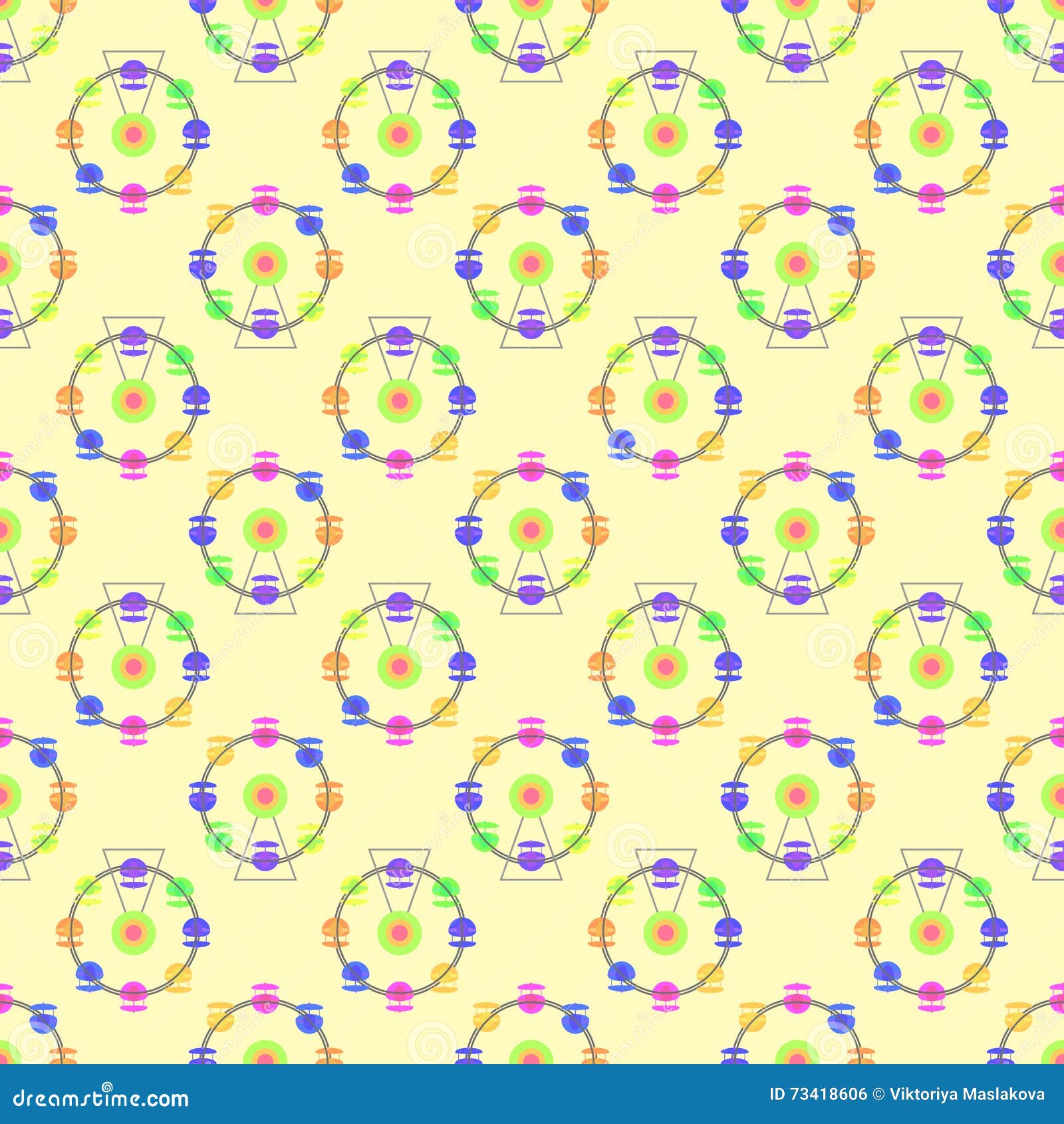 Multicolor Attraction Ferris Wheel Seamless Pattern Stock Vector ...