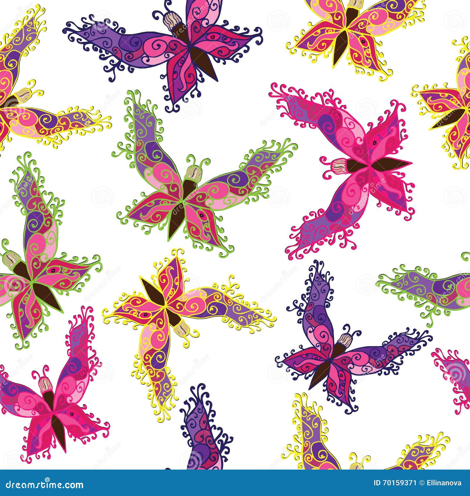 Multicolor Batterfly Seamless Pattern Stock Vector - Illustration of ...