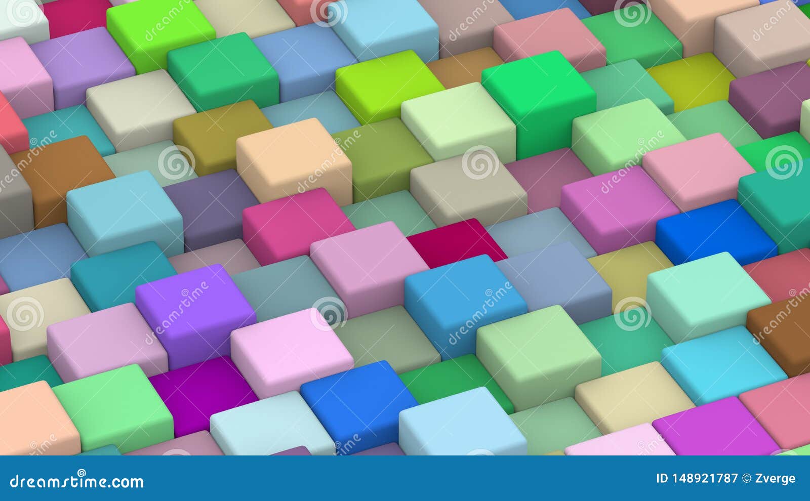 Multicolor Blocks. Art Concept. 3D Rendering. Stock Illustration ...
