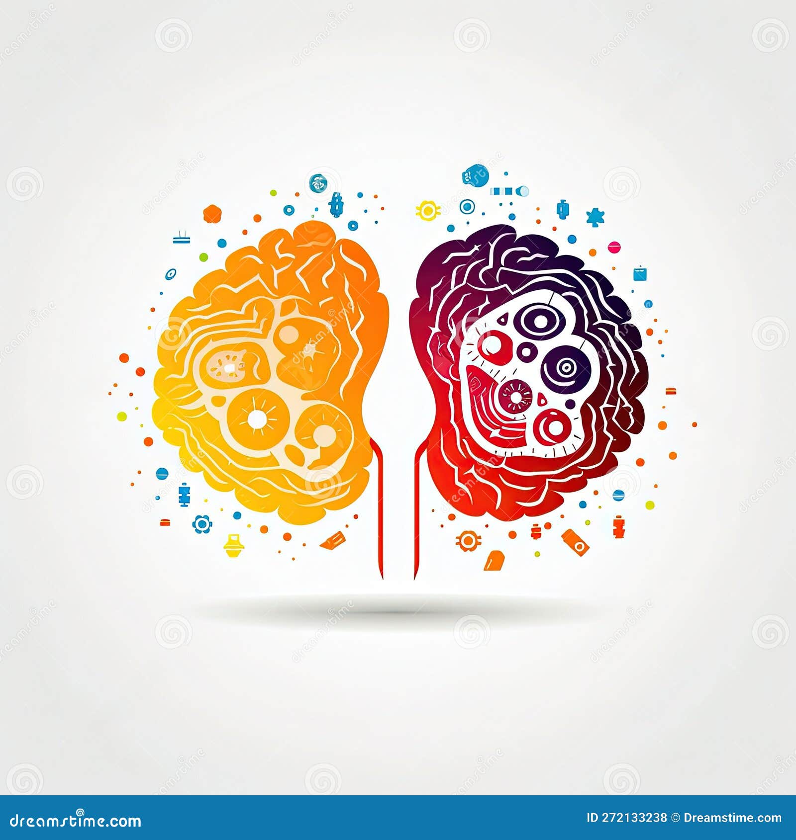 Multicolor Brain Division Icon Vector Stock Illustration - Illustration ...