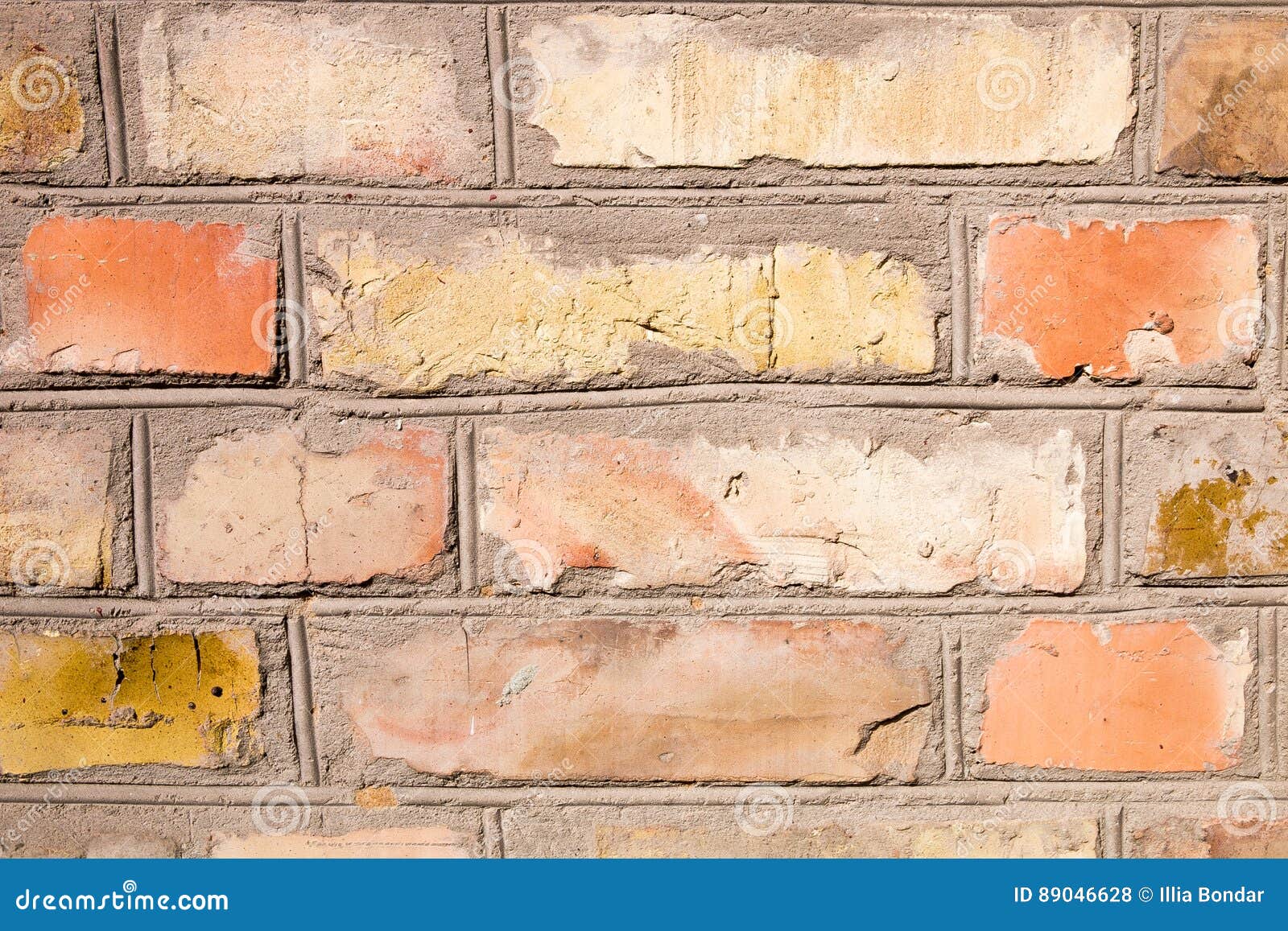 Multicolor Brick Wall Background with Copy Space. Stock Photo - Image ...