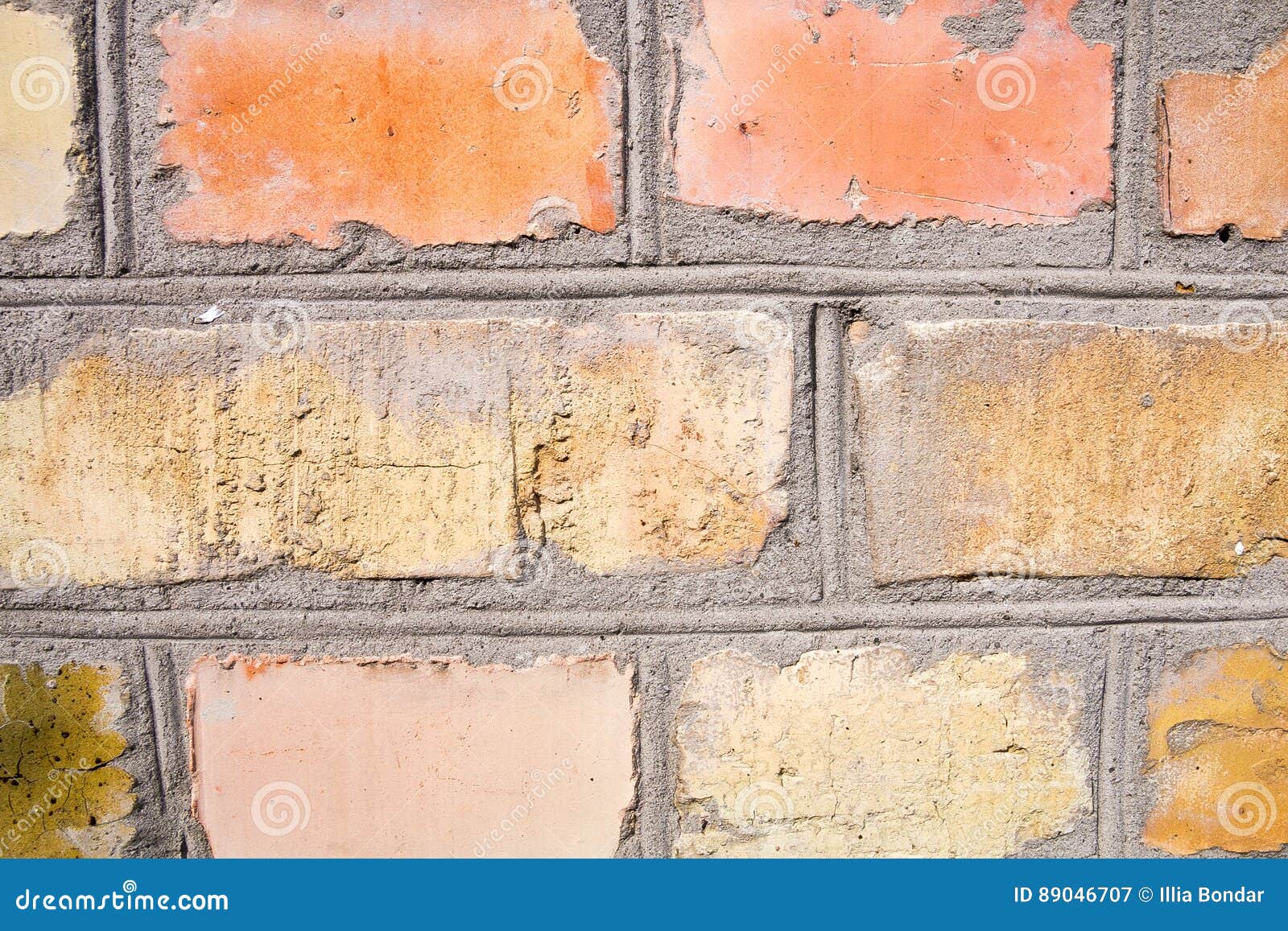 Multicolor Brick Wall Background with Copy Space. Stock Image - Image ...