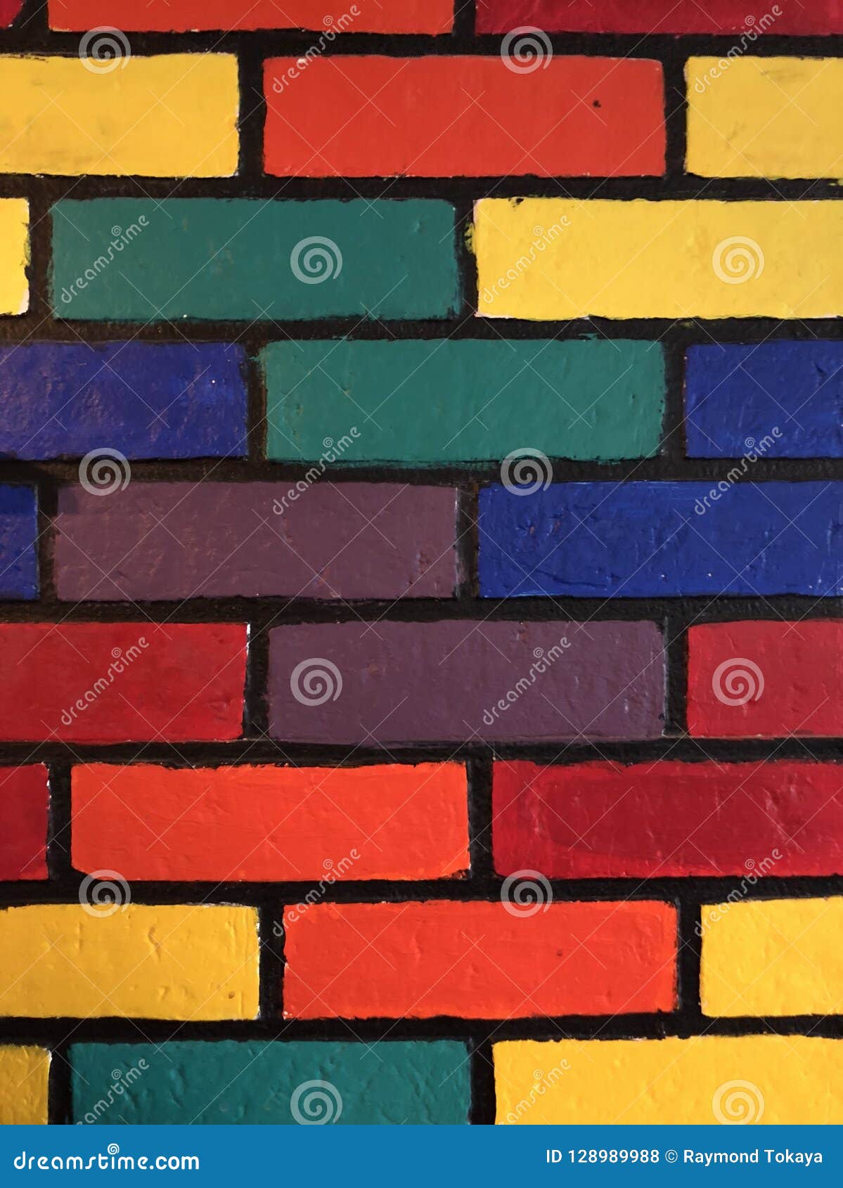 Multicolor Brick Wall stock photo. Image of colors, color - 128989988
