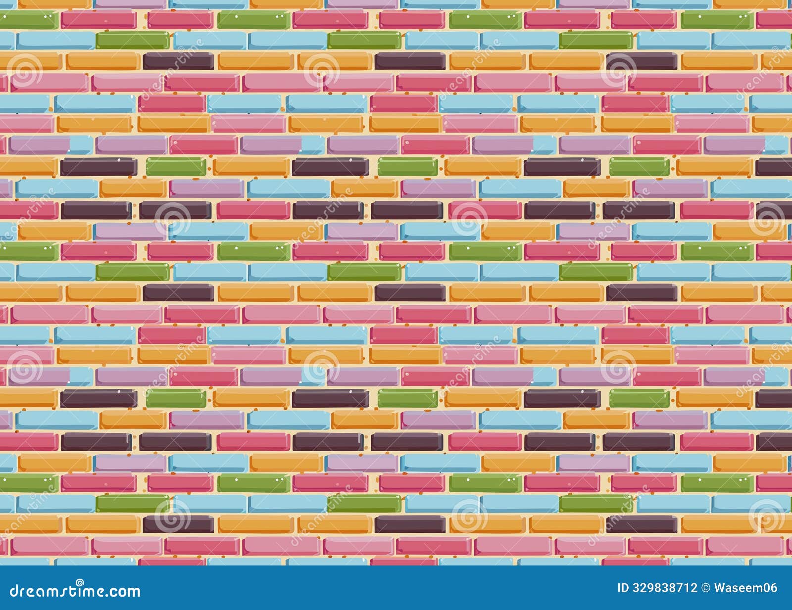 Multicolor Bricks Wall Texture Seamless Pattern Vector Illustration ...
