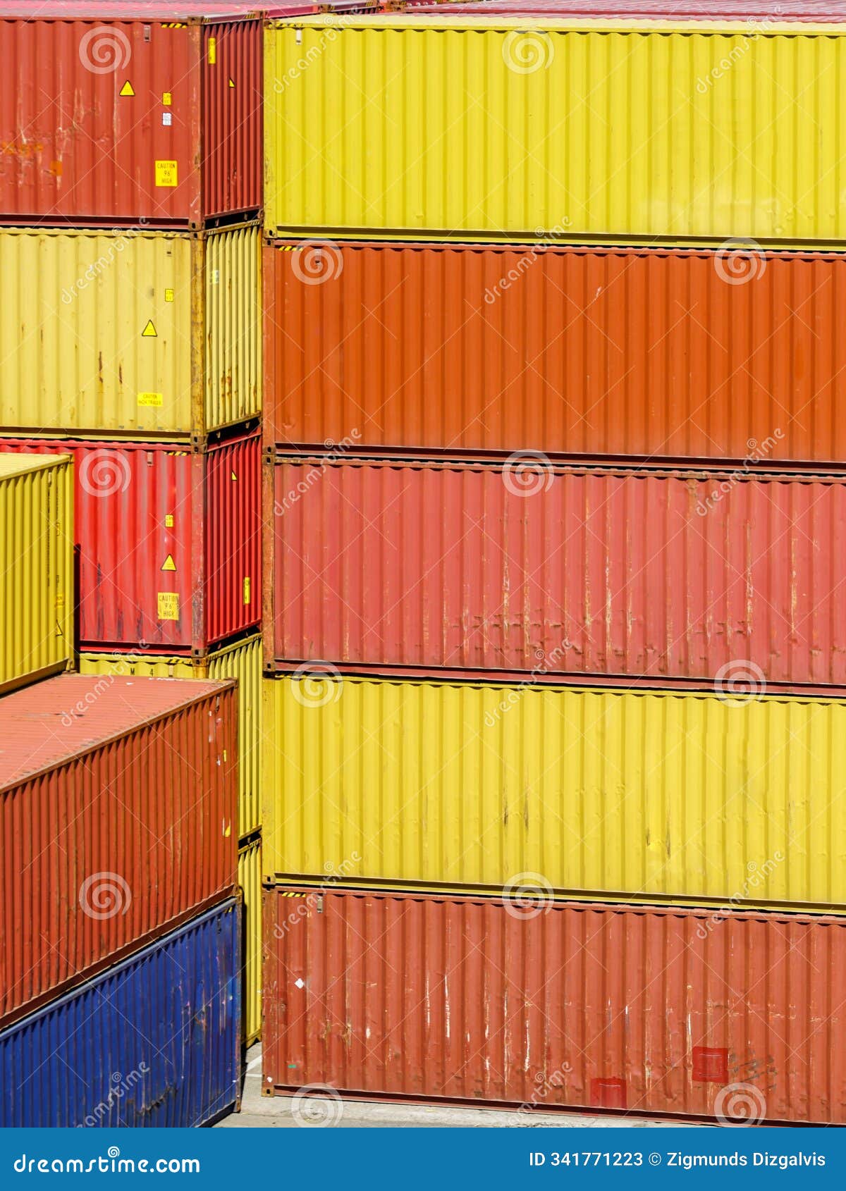 Multicolor Cargo Containers Stacked in Several Layers at the Port Cargo ...