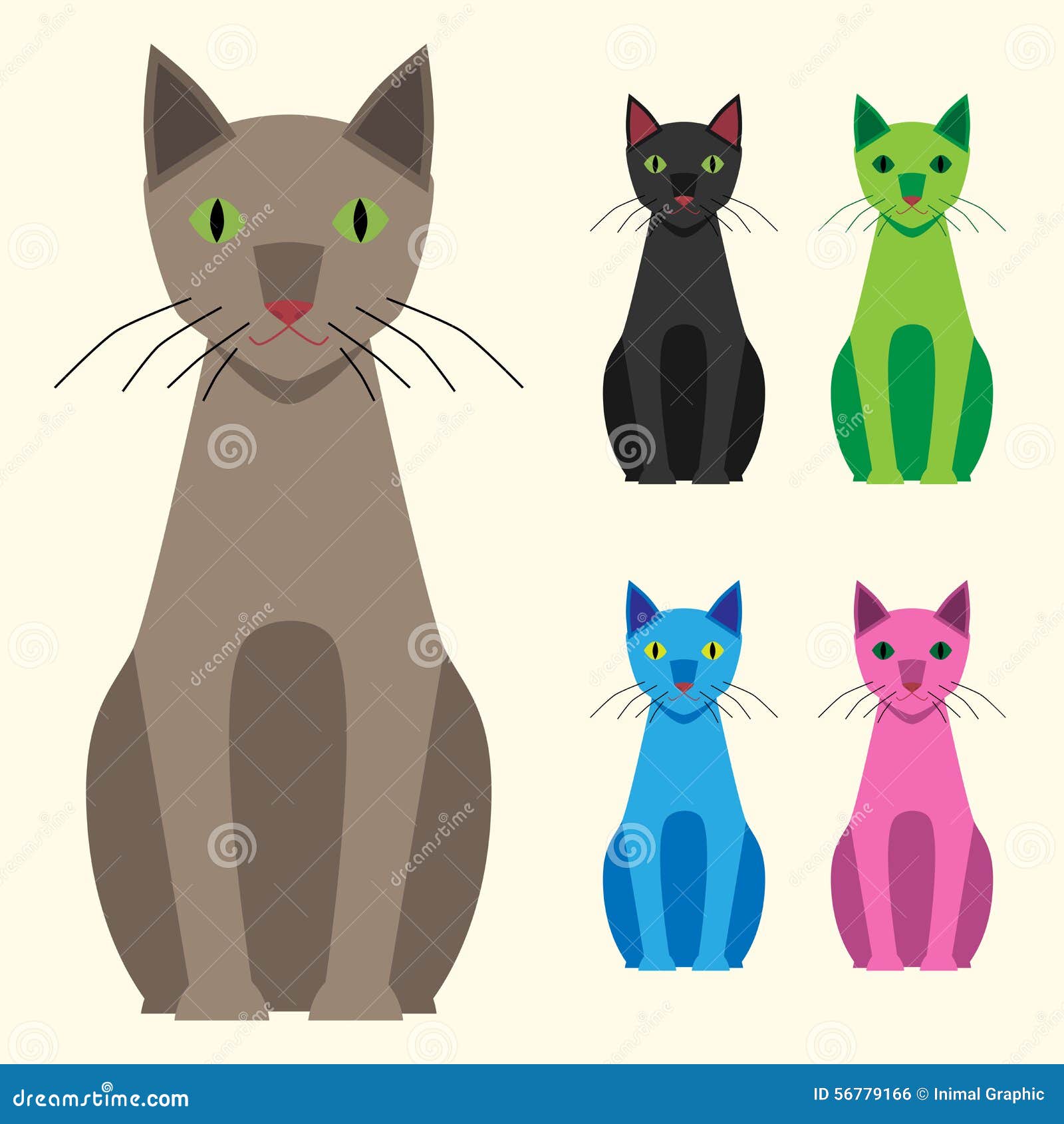 Multicolor cats set stock vector. Illustration of collection - 56779166