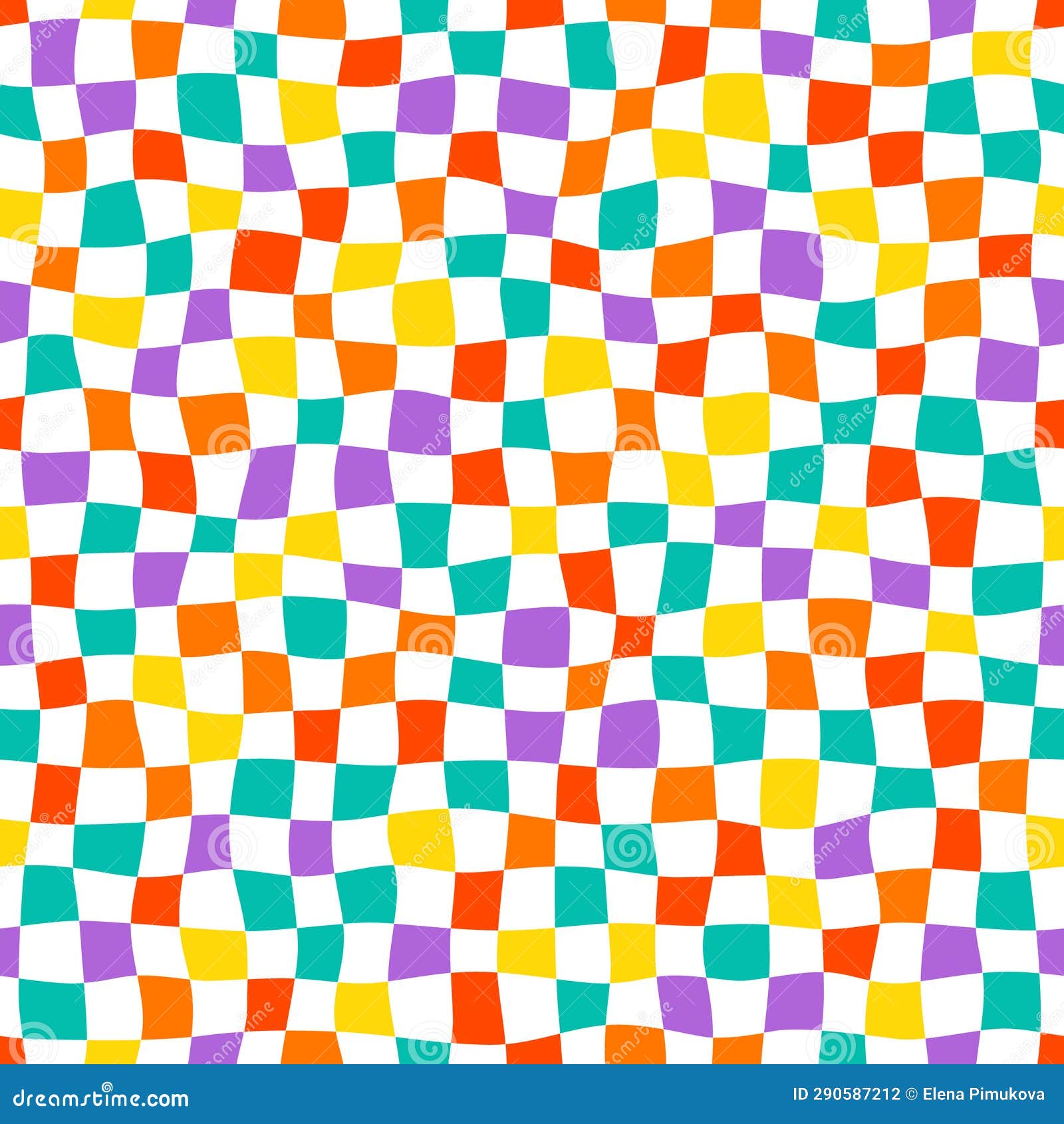 Multicolor Checkerboard Seamless Pattern Groovy Psychedelic Wavy ...