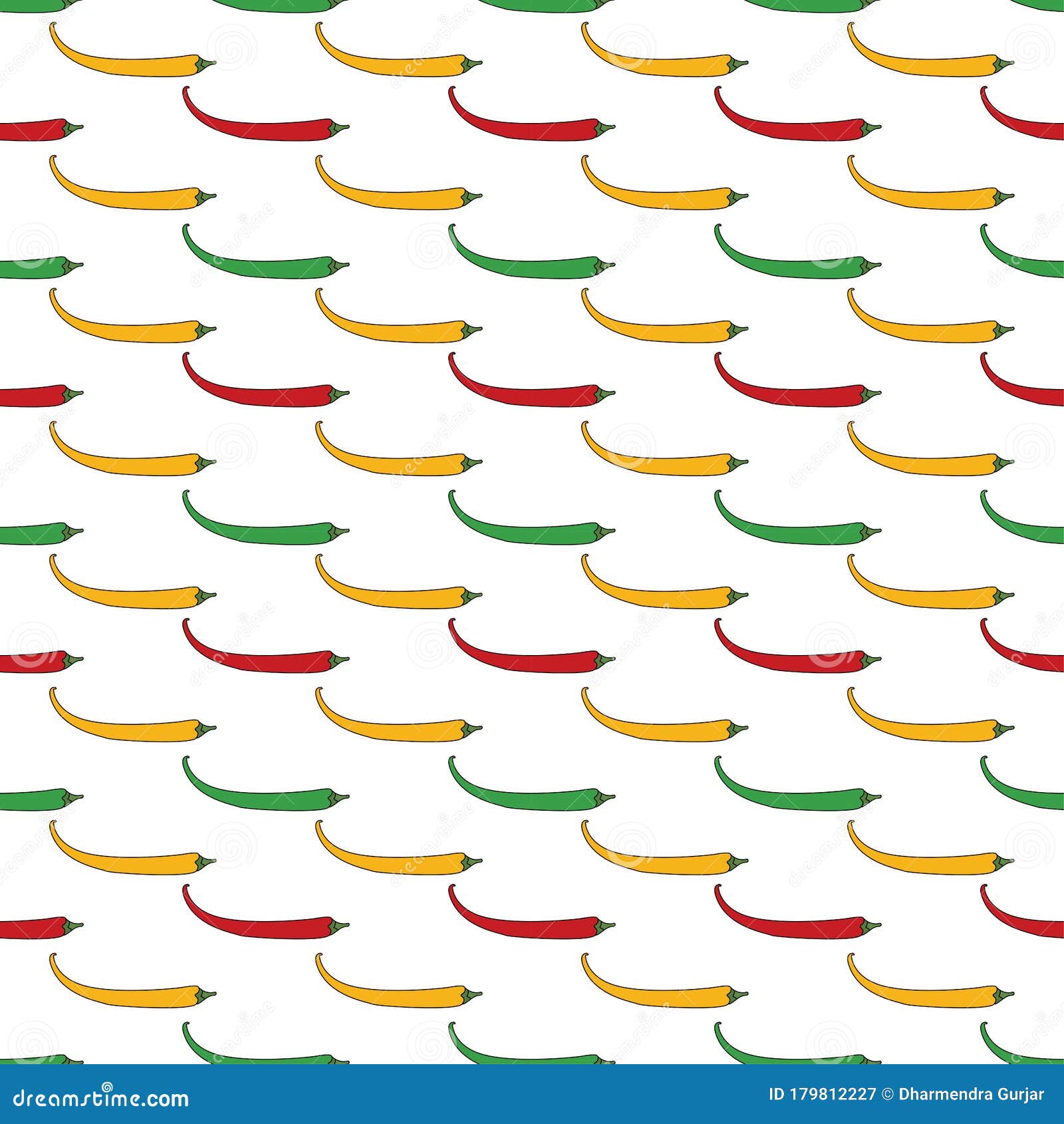 Multicolor Chillies or Pepper Seamless Pattern on White Background ...