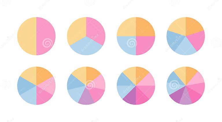 Multicolor Circle Graph. Set Round Schemes with Sectors. Piechart with ...