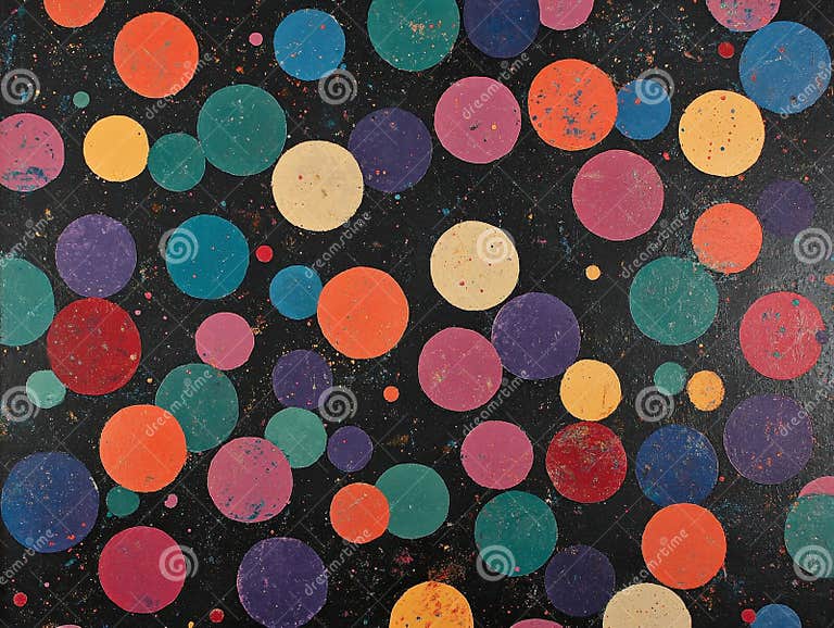 Multicolor Circle Pattern in Retro Digital Design Stock Image - Image ...