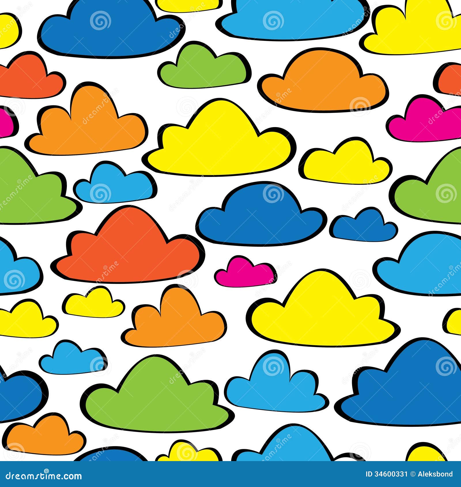 Multicolor Clouds Seamless Pattern Stock Vector - Illustration of ...