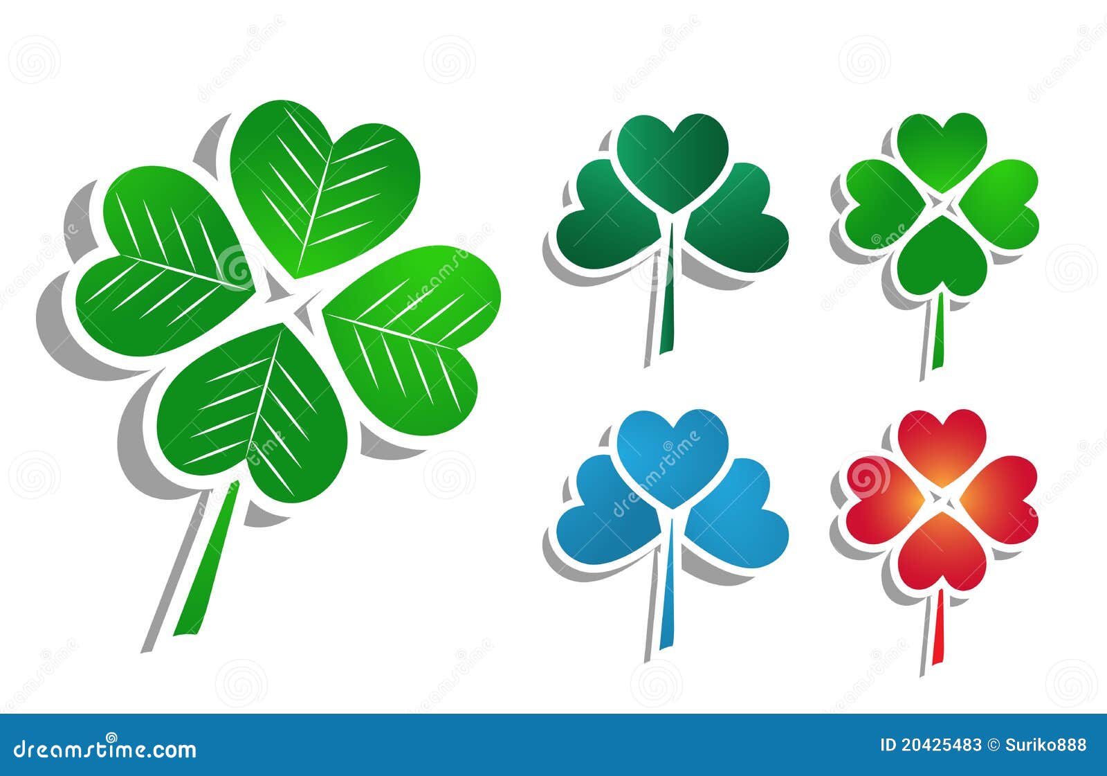 Multicolor clovers stock vector. Illustration of leaf - 20425483