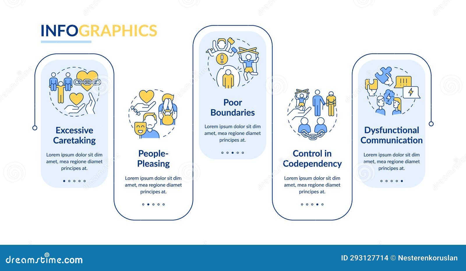 Multicolor Codependent Relationship Layout with Linear Icons Stock ...