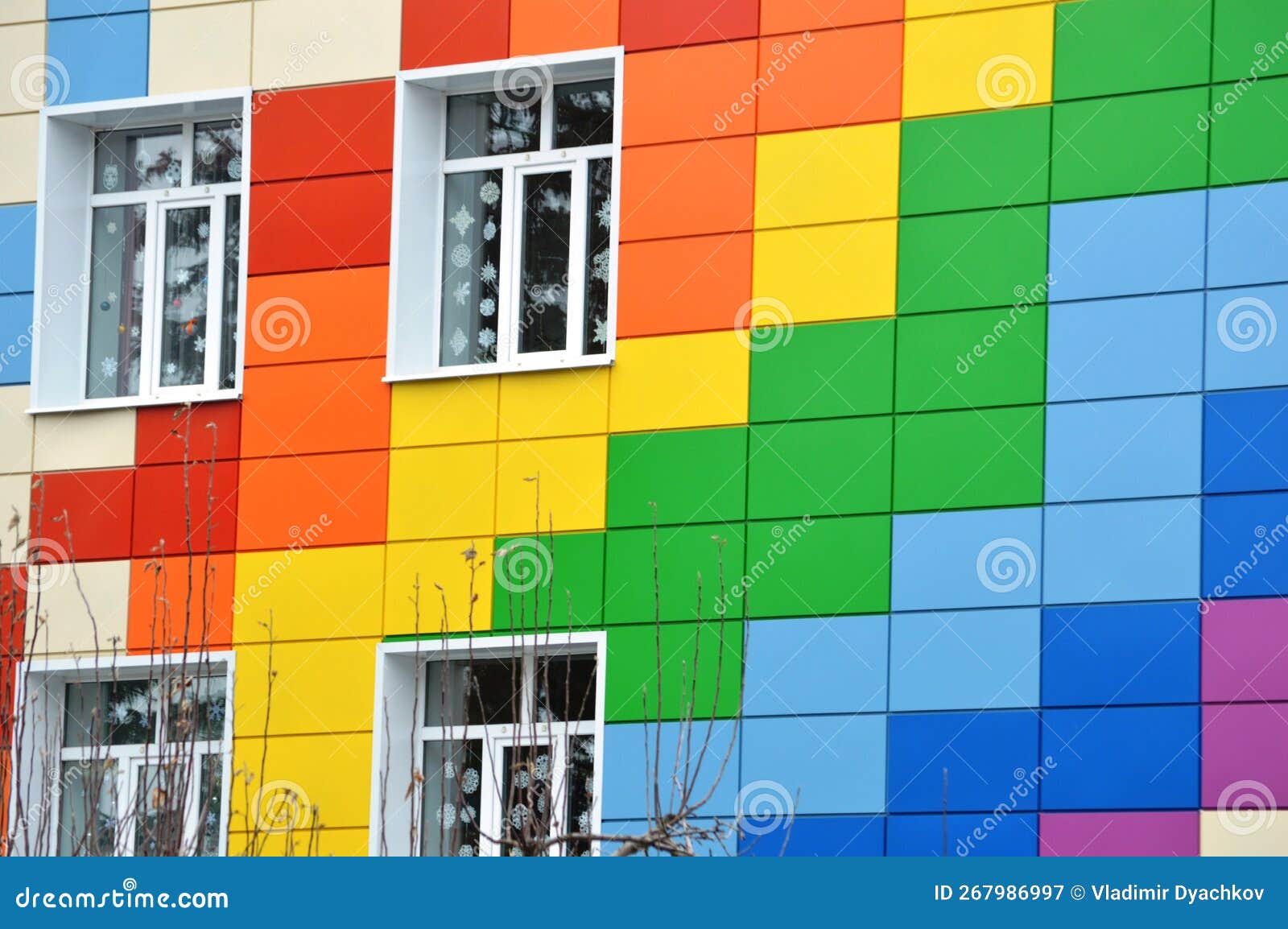 Multicolor colored facade stock image. Image of colorful - 267986997